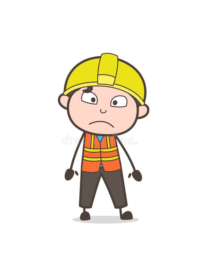 Confused Face - Cute Cartoon Male Engineer Illustration Stock ...