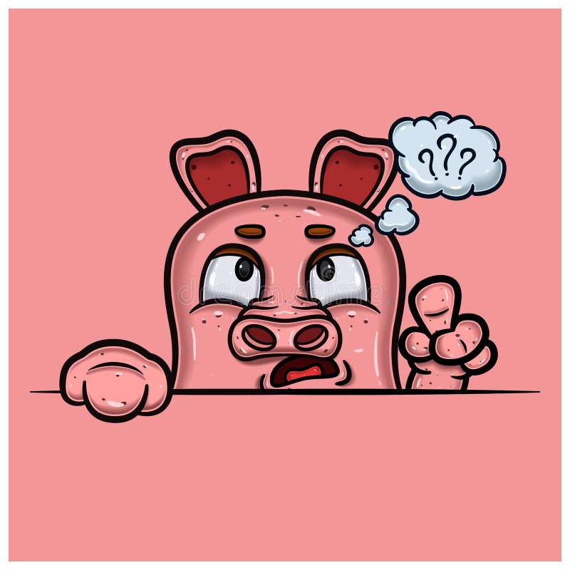 Confused Face Expression with Pig Cartoon. Stock Vector - Illustration ...