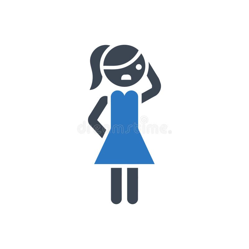 Confused Girl Symbol Icon stock vector. Illustration of standing ...
