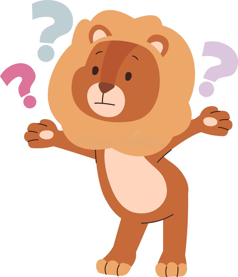 Confused Lion with Question Marks Stock Vector - Illustration of ...