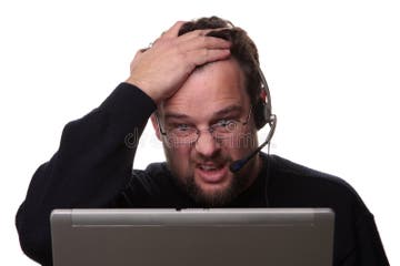 Confused Looking Male Computer Operator Stock Image - Image of jersey ...