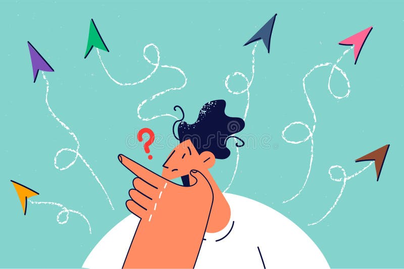 Confused Man with Arrows Facing Different Directions Stock Vector ...