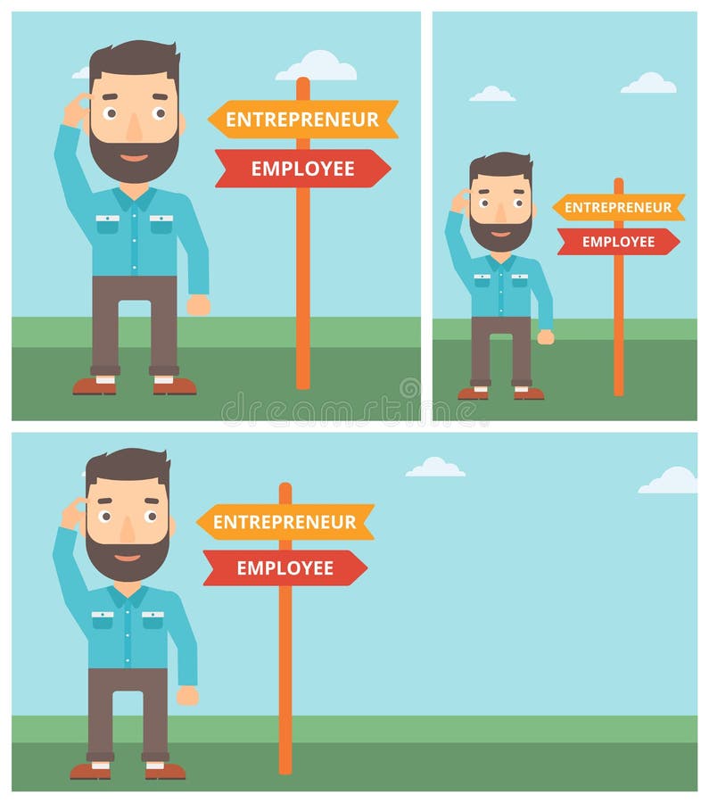 Confused Man Choosing Career Pathway. Stock Vector - Illustration of ...