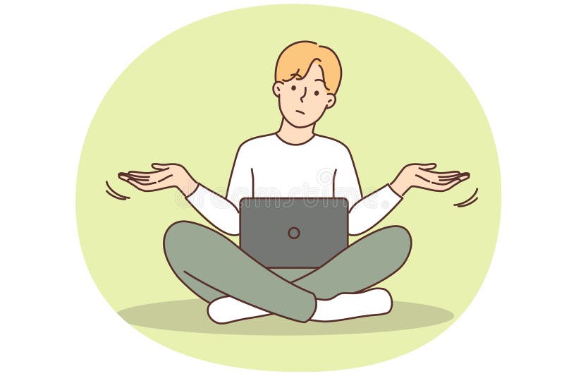 Confused Man Experience Error on Laptop Stock Vector - Illustration of ...