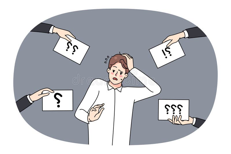 Confused Man Feel Frustrated with Question Marks Around Stock Vector ...