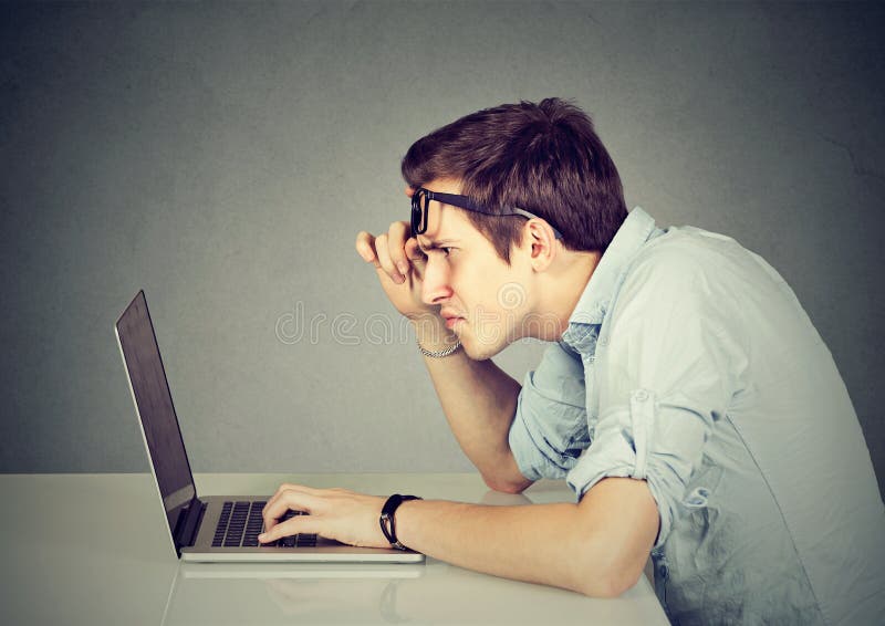 Cheating Boyfriend. Man Nervously Biting Fingernails while Shocked ...