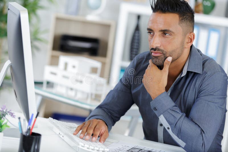 Confused Man with Laptop Software Stock Photo - Image of upset ...