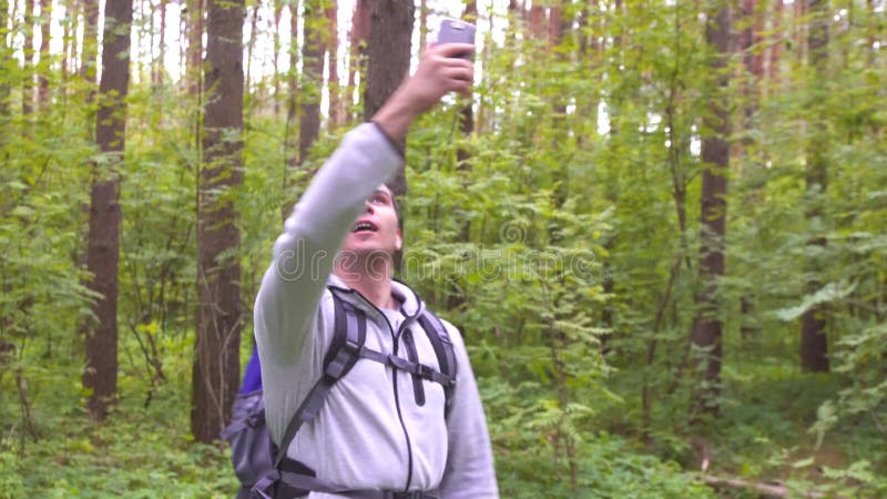 Confused Man in a Panic, Lost in the Woods Calling for Help Stock Video ...