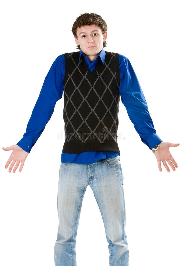 Confused Man Portrait Isolated on White Stock Image - Image of years ...