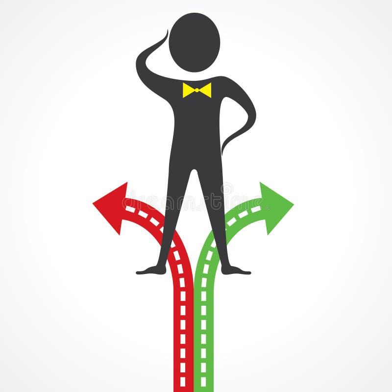 Confused Man for Right Choice Stock Vector - Illustration of guide ...
