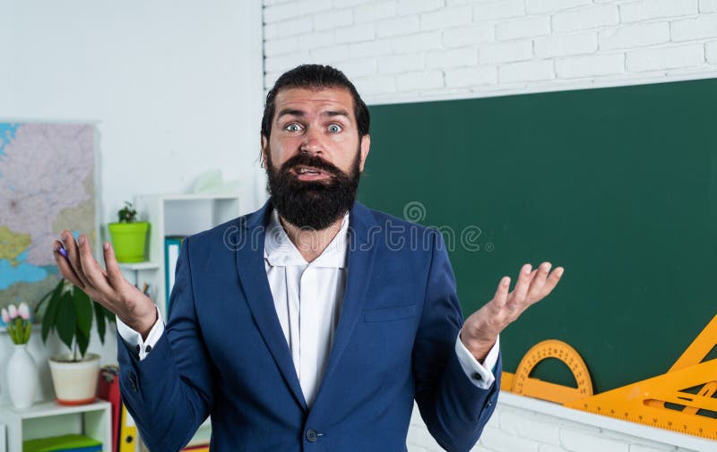 Confused Man in School Classroom Has Problem To Solve, Hopelessness ...