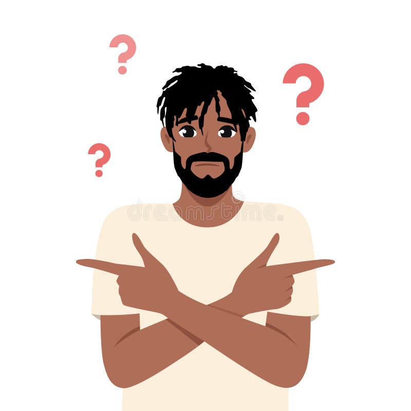 Confused Man Showing Fingers in Different Directions Concept Stock ...