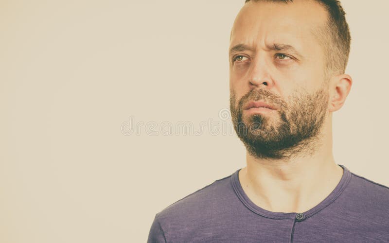 Confused man thinking stock photo. Image of concentrated - 163685448