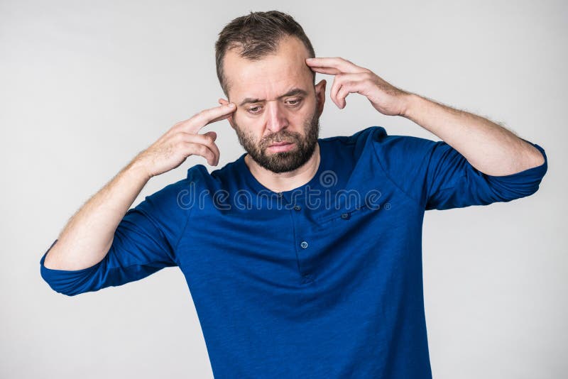 Confused man thinking stock image. Image of pointing - 162663607