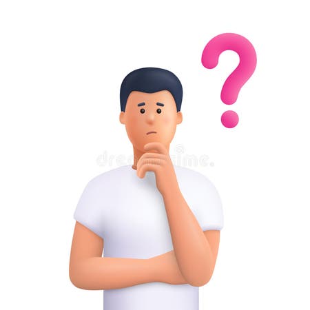 Confused Man Thinking in a Thoughtful Pose with Question Mark. Choice ...