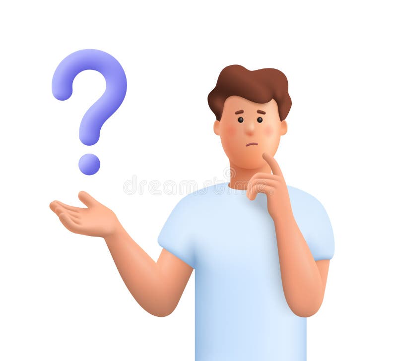 Confused Man Thinking in a Thoughtful Pose with Question Mark. Choice ...