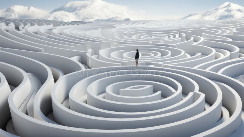 Confused by a Maze and Bewildered on Solution - 3d Illustration Stock ...