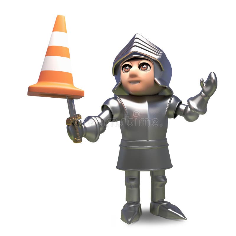 Confused Medieval Knight Has a Traffic Cone Stuck on the End of His ...