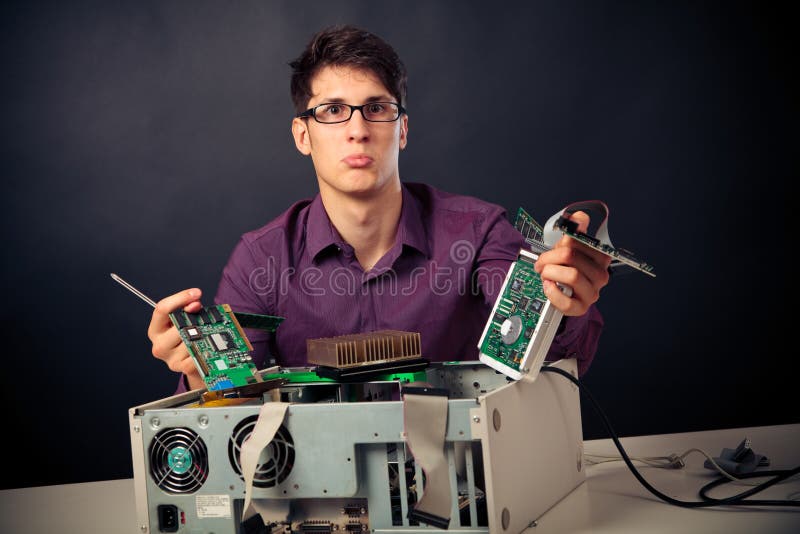 Confused Nerd Lots Hardware Photos - Free & Royalty-Free Stock Photos ...