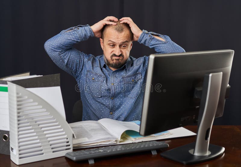 Confused office worker stock photo. Image of people - 207325018
