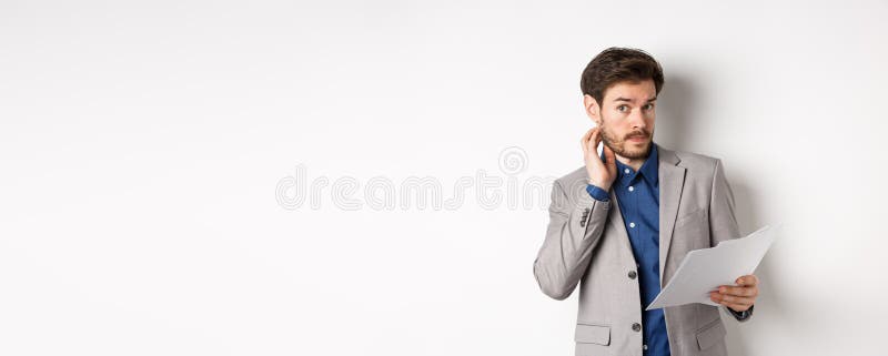 Confused Office Worker in Suit Scratching Beard and Look Clueless, Cant ...