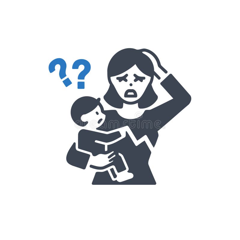 Confused Parent Child Icon stock vector. Illustration of sign - 376290900