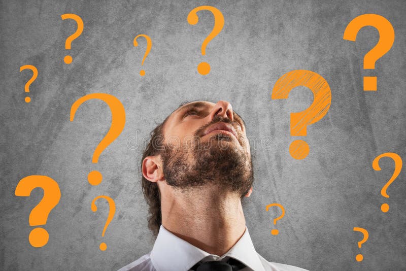 Confused and Pensive Expression of a Businessman with a Lot of Question ...