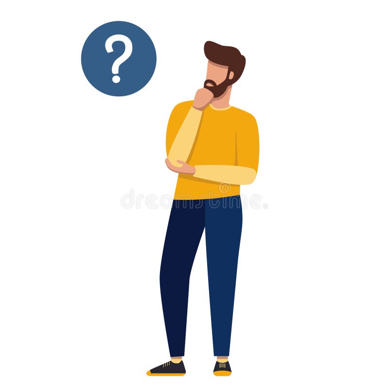 Confused Person Looking at Question Mark Stock Vector - Illustration of ...