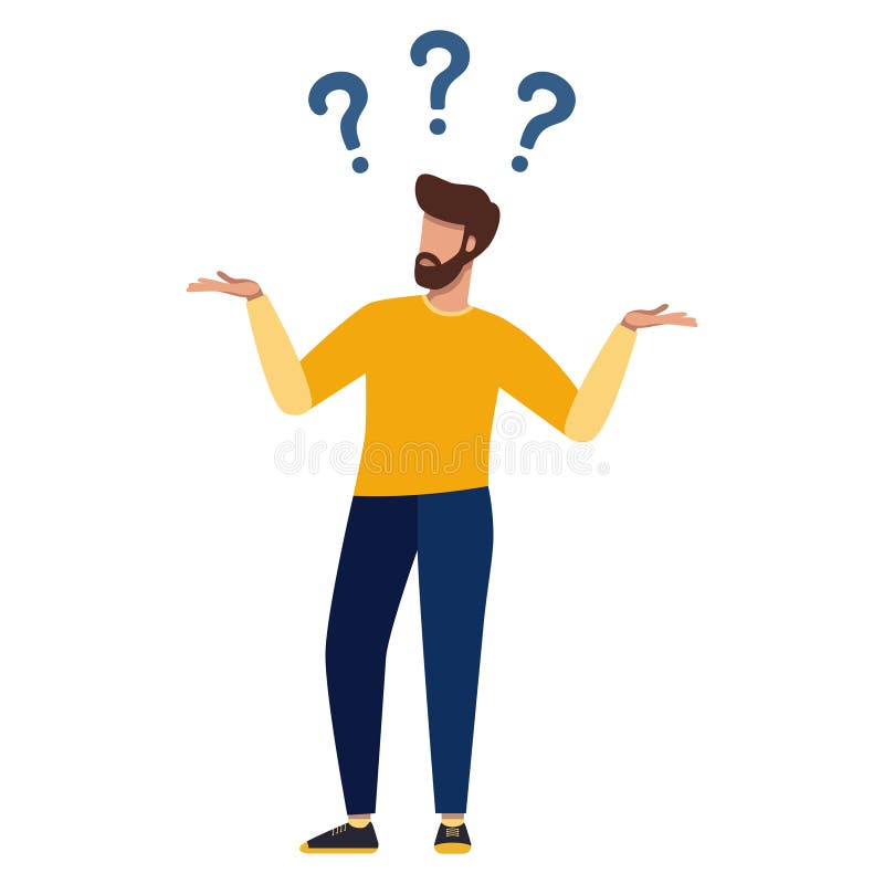 Confused Person Surrounded by Question Marks Stock Vector ...