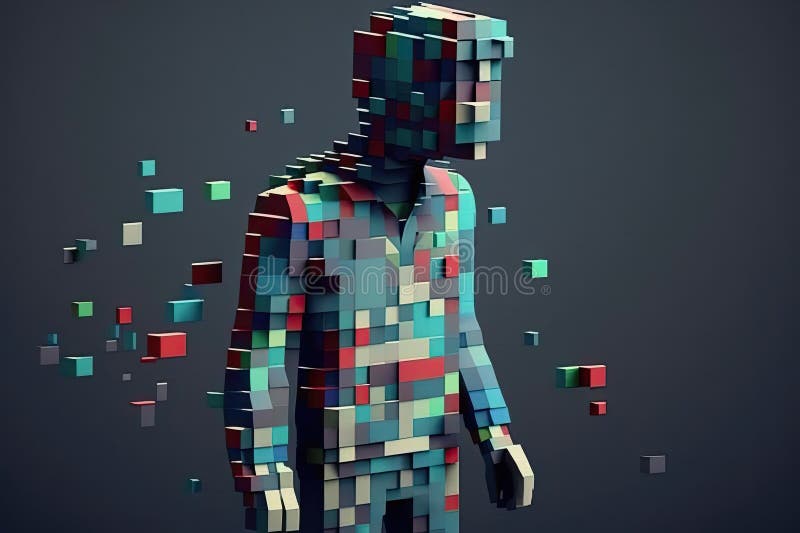 Confused Pixel Man Looking for Help. Generative Ai Stock Illustration ...