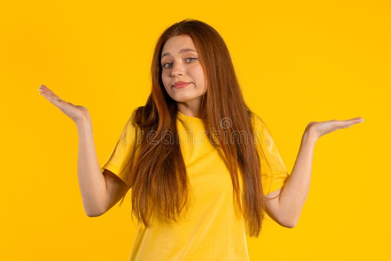 Confused Pretty Woman, Shoulders Up - Can& X27;t Help, Makes Gesture of ... Confused Pretty Woman, Shoulders Up - Can& X27;t Help, Makes Gesture of ...