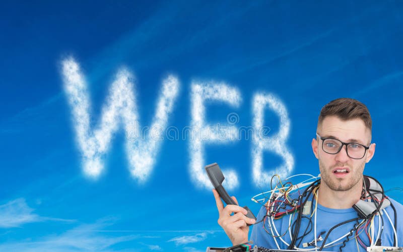 Confused it Professional with Cables and Phone in Front of Open Cpu ...