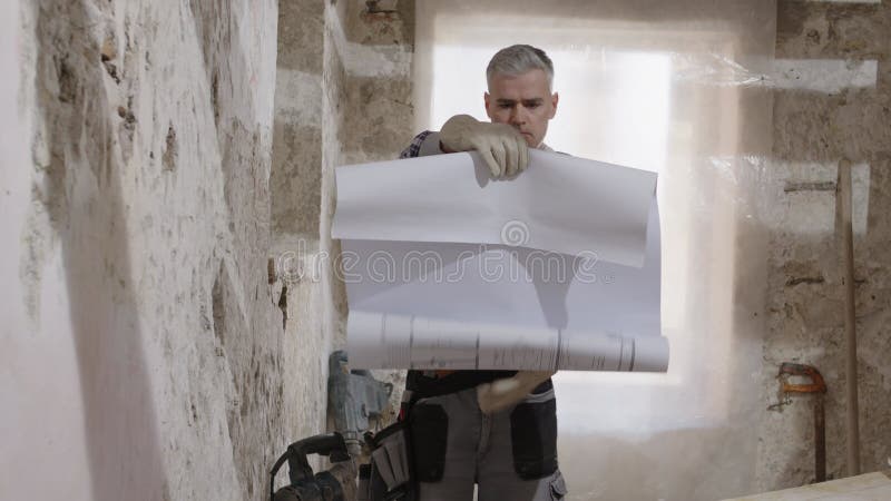 Builder Construction Worker on a Residential Indoor Renovation Site ...