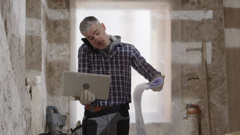 Confused Puzzled Construction Builder Worker on a Renovation Building ...