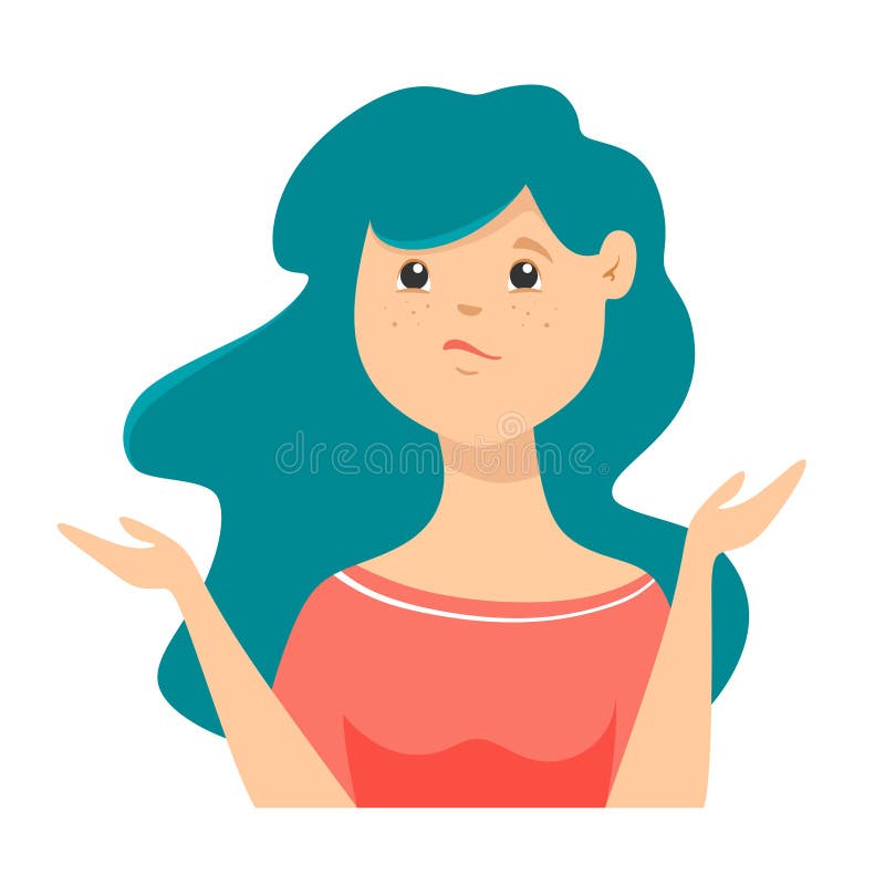 Confused and Puzzled by the Nature of Women. Vector Female Isolate on ...