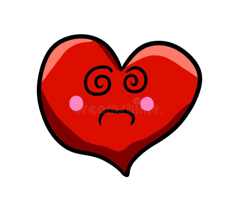 Confused Red Cartoon Heart stock illustration. Illustration of ...
