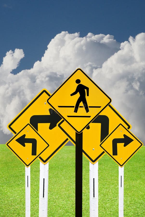 Confused Road Sign with Outdoor Background Stock Photo - Image of ...