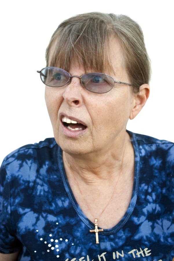 Confused Senior Lady stock photo. Image of blond, cross - 7151340