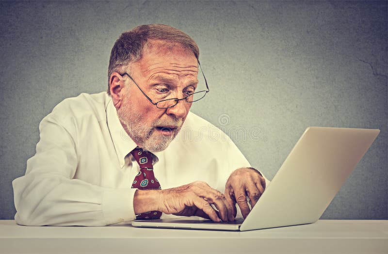 Confused Senior Man Using a Pc Laptop Computer Stock Photo - Image of ... Confused Senior Man Using a Pc Laptop Computer Stock Photo - Image of ...