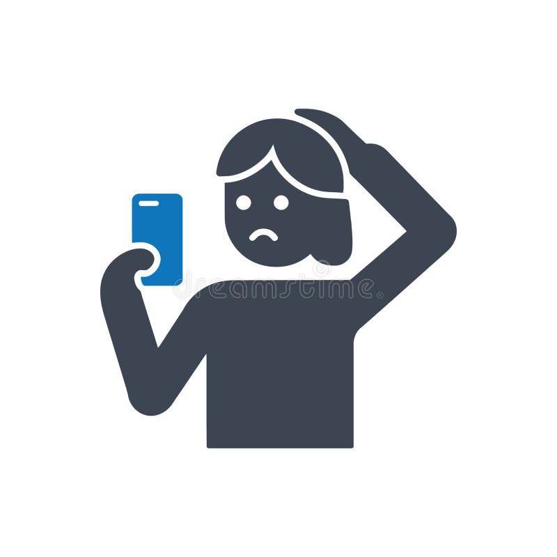 Confused Smartphone User Icon Stock Illustration - Illustration of ...