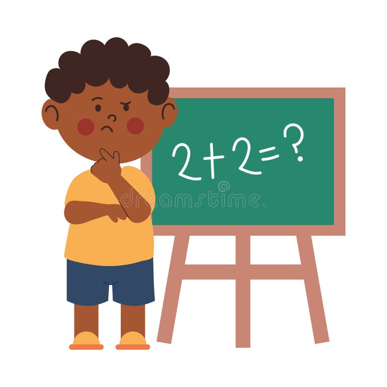 Confused Student Blackboard Math Problem Stock Vector - Illustration of ...