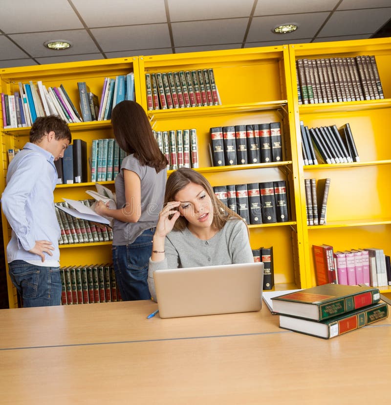 Confused Student Looking at Laptop in University Stock Image - Image of ...