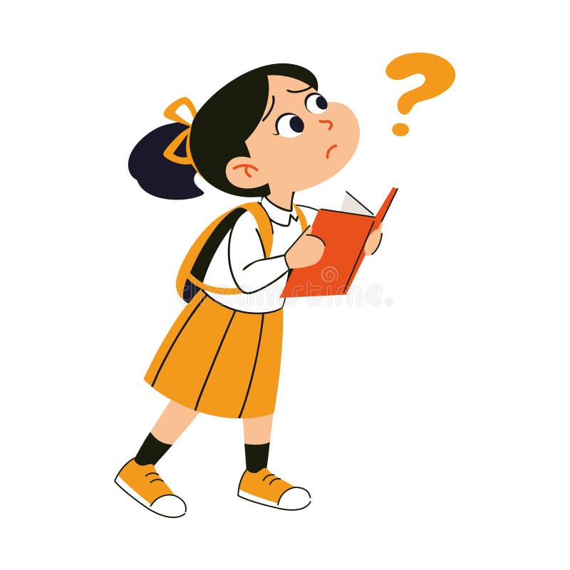 Confused Student with Notebook Questioning Learning Stock Vector ...