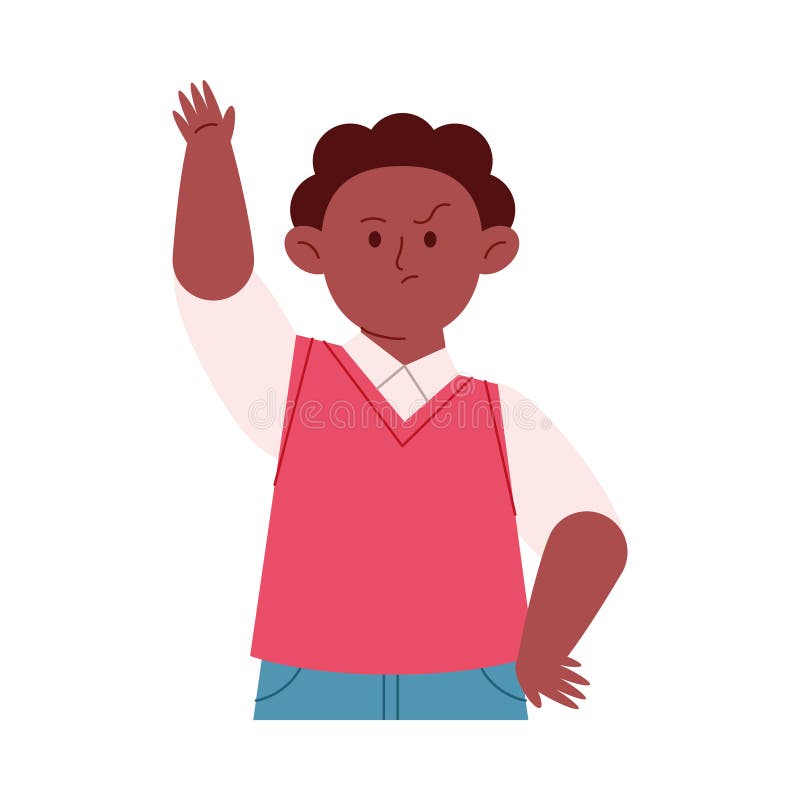 Confused Student Raising Hand Stock Illustration - Illustration of hand ...