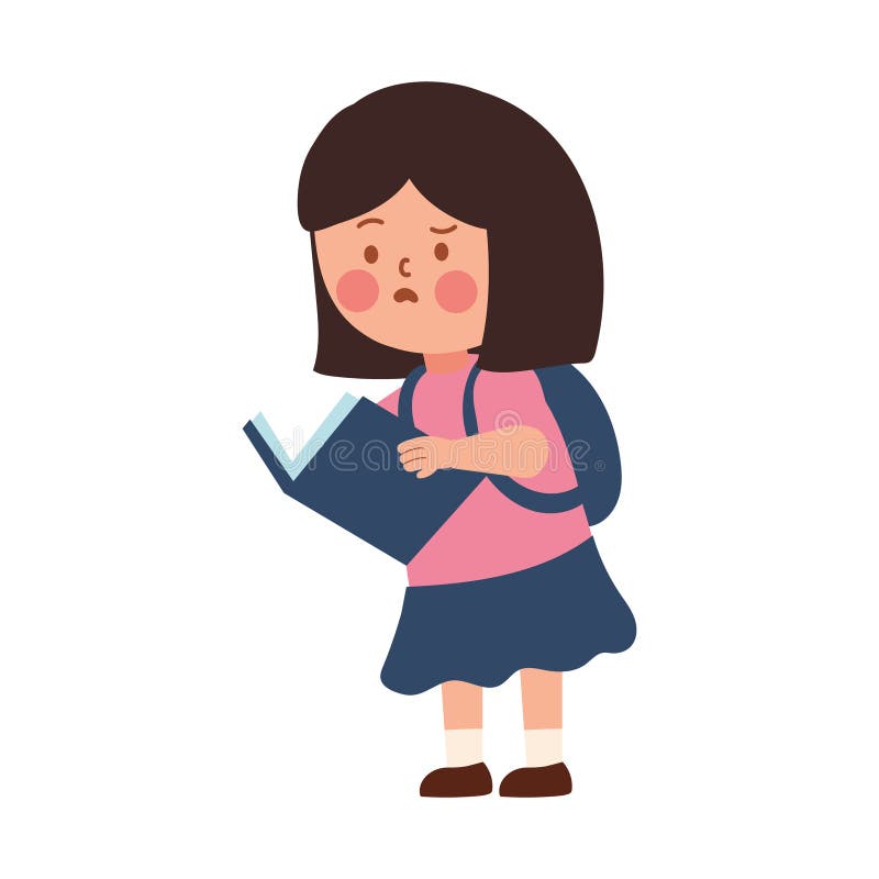 Confused Student Reading School Book Stock Vector - Illustration of ...
