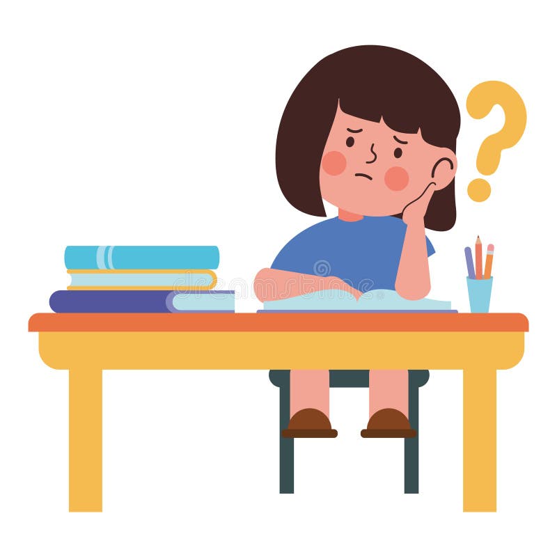 Confused Student Studying stock vector. Illustration of student - 365802965