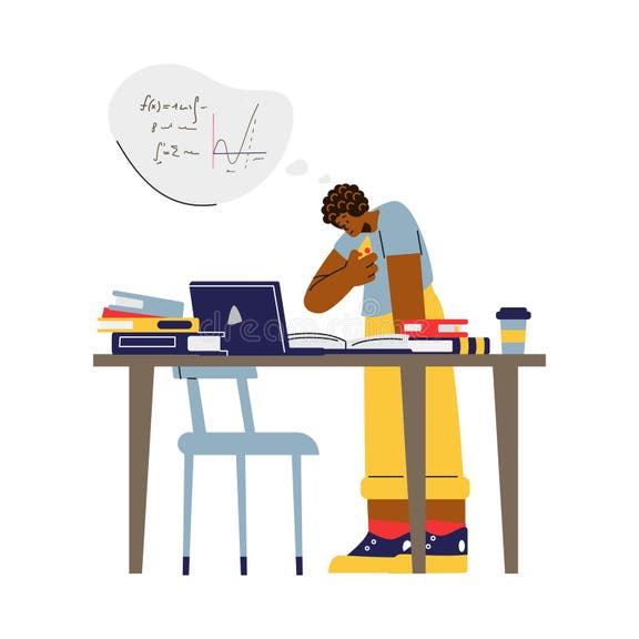 Confused Student Studying Vector Stock Vector - Illustration of ...
