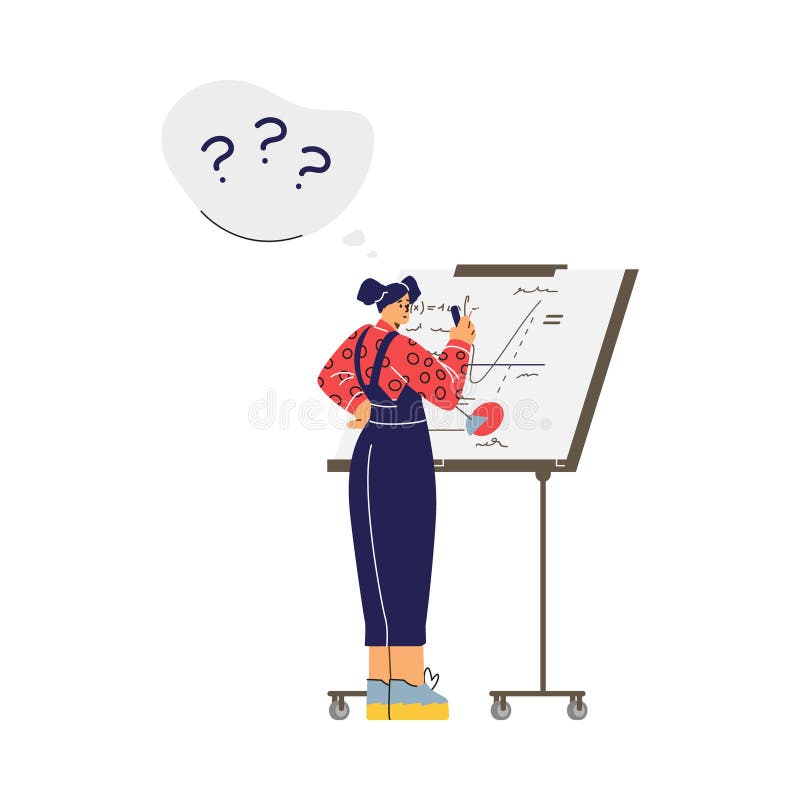 Confused Student at Whiteboard Vector Illustration Stock Vector ...