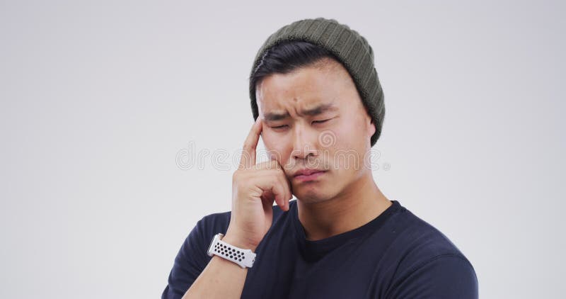 Confused, Studio Face and Thinking Asian Man, College Student or ...