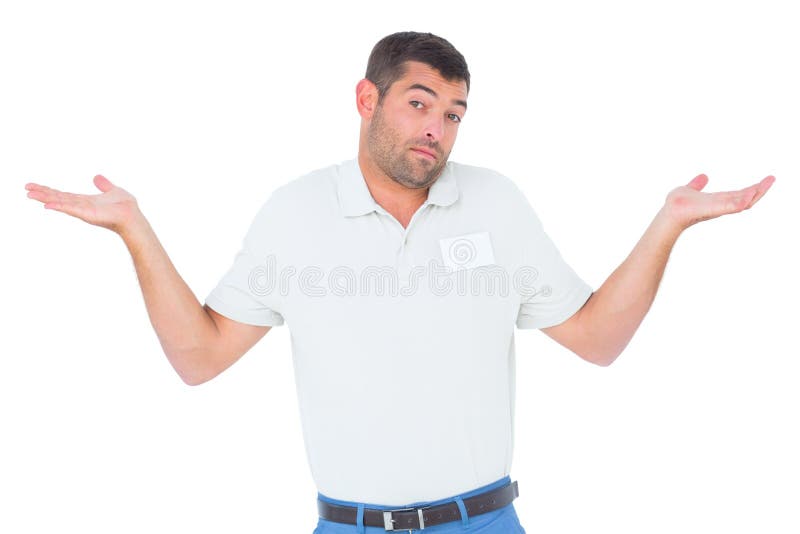 Confused Technician Giving I Dont Know Gesture Stock Image - Image of ...